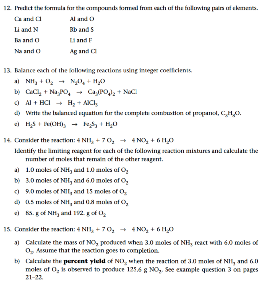 Solved 12. Predict the formula for the compounds formed from | Chegg.com