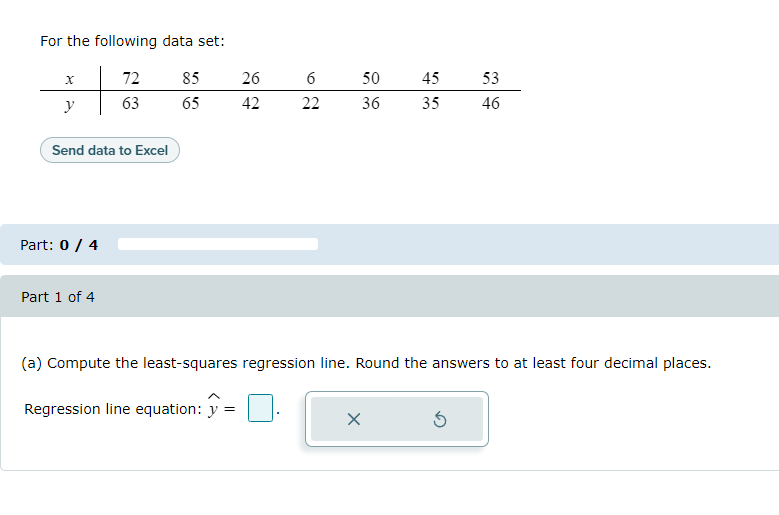 Solved For the following data set: Part: 0 / 4 Part 1 of 4 | Chegg.com