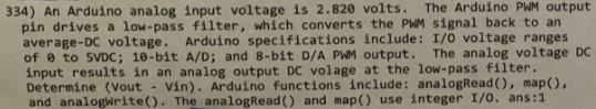 334) An Arduino analog input voltage is 2.820 volts. | Chegg.com