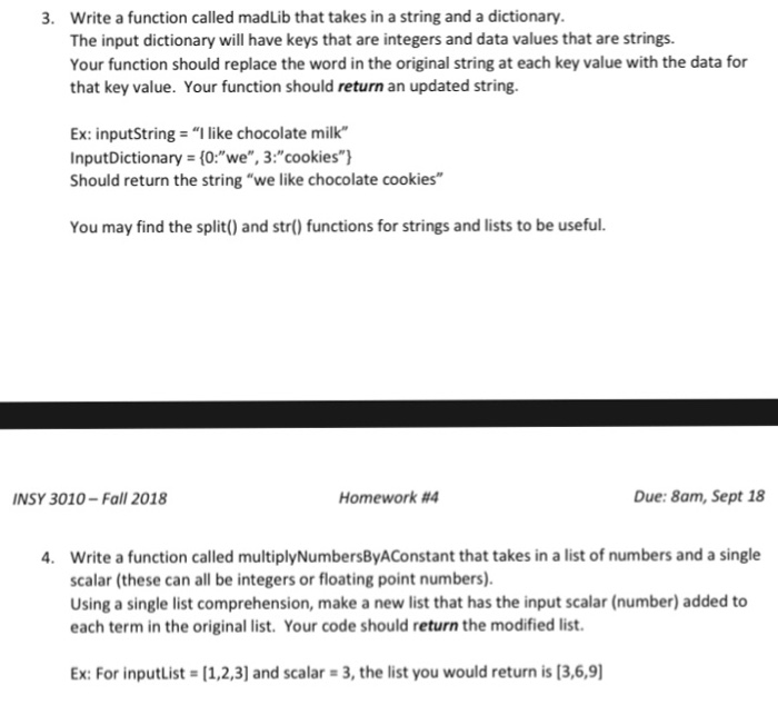 Solved Write a function called madLib that takes in a string | Chegg.com