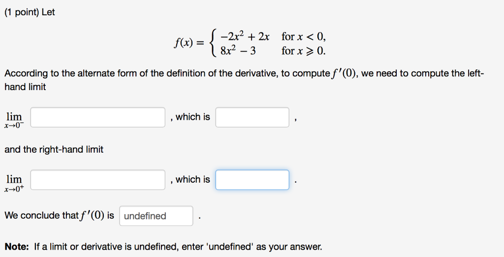 Solved (1 point) Let -2x2 + 2x for x