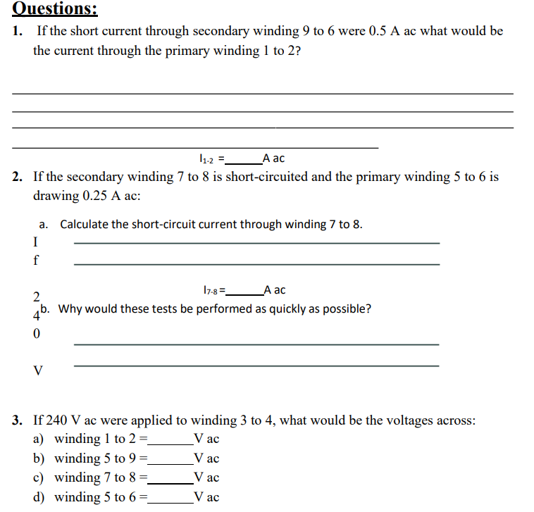 Solved 1. If the short current through secondary winding 9 | Chegg.com