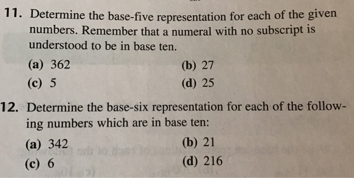 Solved Determine the base-five representation for each of | Chegg.com