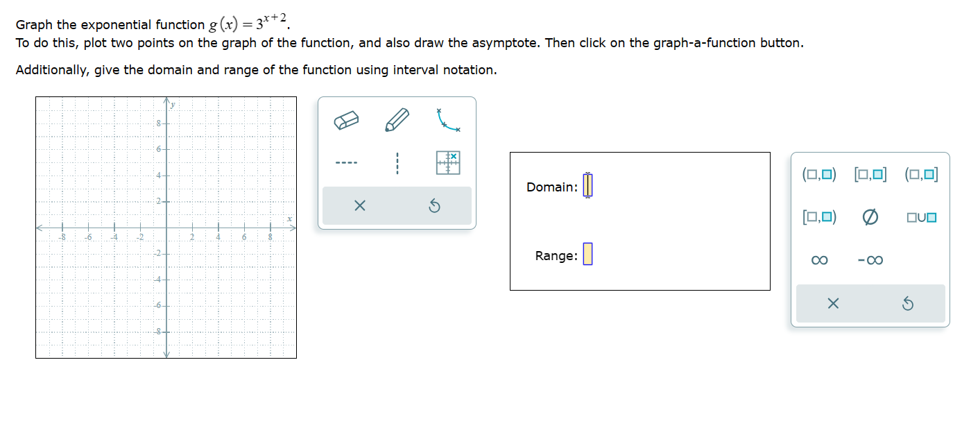 Graph the exponential function g(x)=3x+2. To do this, | Chegg.com