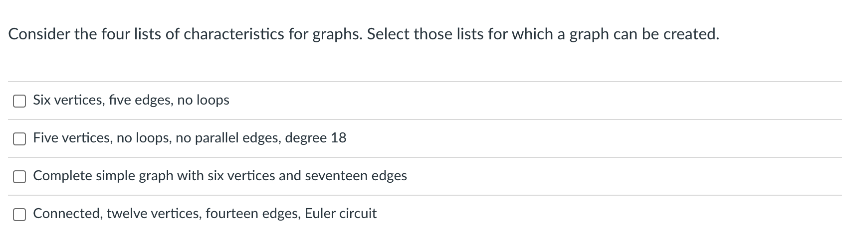 Solved Consider the four lists of characteristics for | Chegg.com