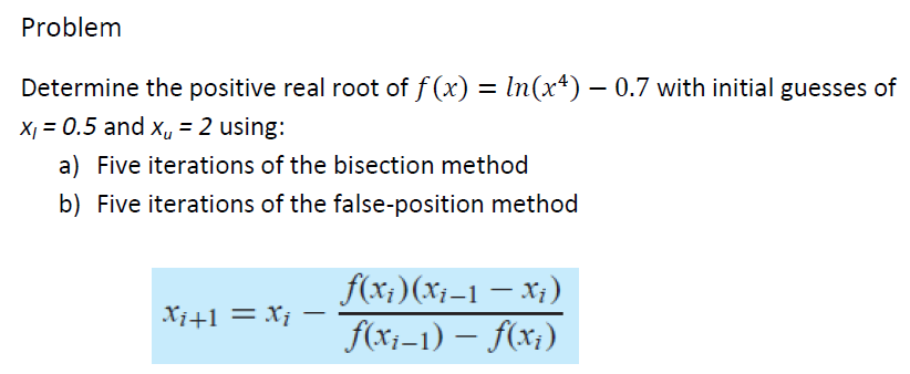 Solved Problem Determine the positive real root of f(x) = | Chegg.com