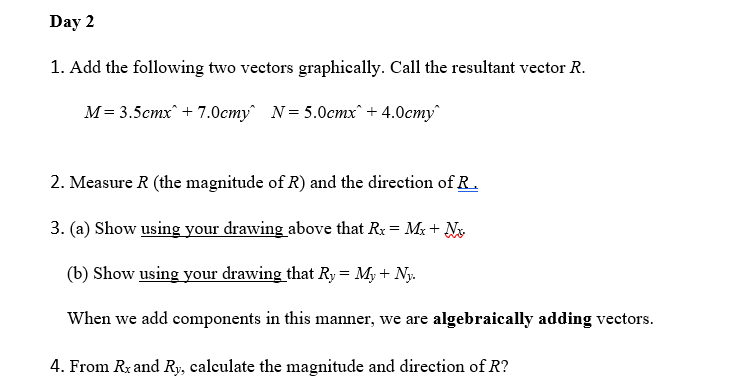 Solved Add the following two vectors graphically. Call the | Chegg.com