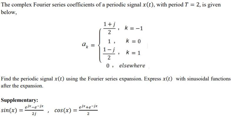 Solved The complex Fourier series coefficients of a periodic | Chegg.com