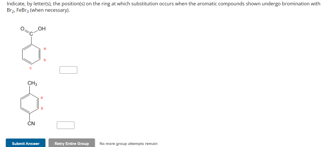 Solved Indicate, by letter(s), the position(s) on the ring | Chegg.com
