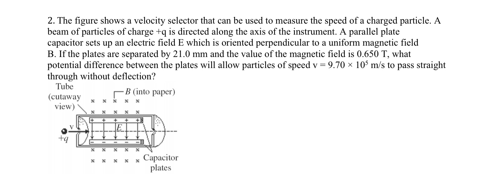 Solved 2. The figure shows a velocity selector that can be | Chegg.com
