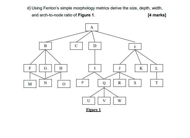 Solved d) Using Fenton's simple morphology metrics derive | Chegg.com