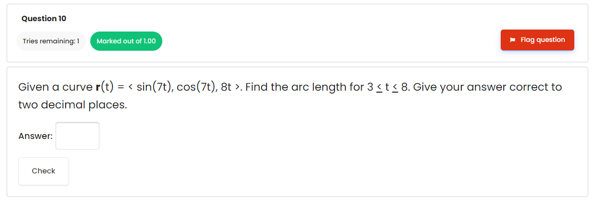 Solved Given a curve r(t)= sin(7t),cos(7t),8t . Find the arc | Chegg.com