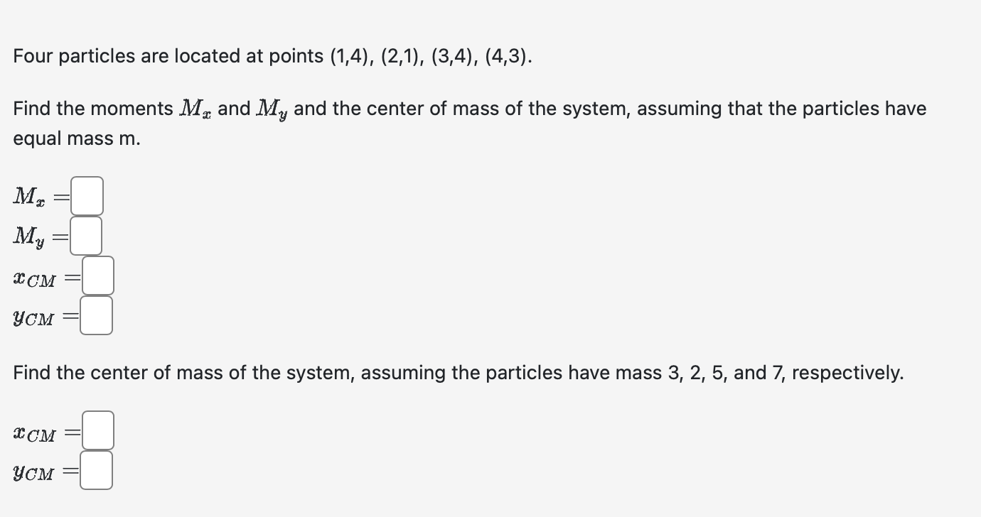 Solved Four particles are located at points | Chegg.com