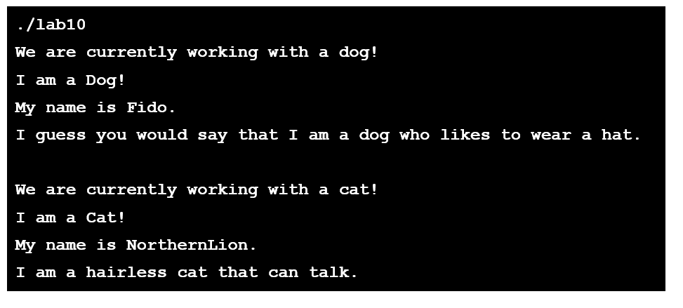 Solved C++ Can you create a Pet.cpp, Cat.cpp and Dog.cpp | Chegg.com