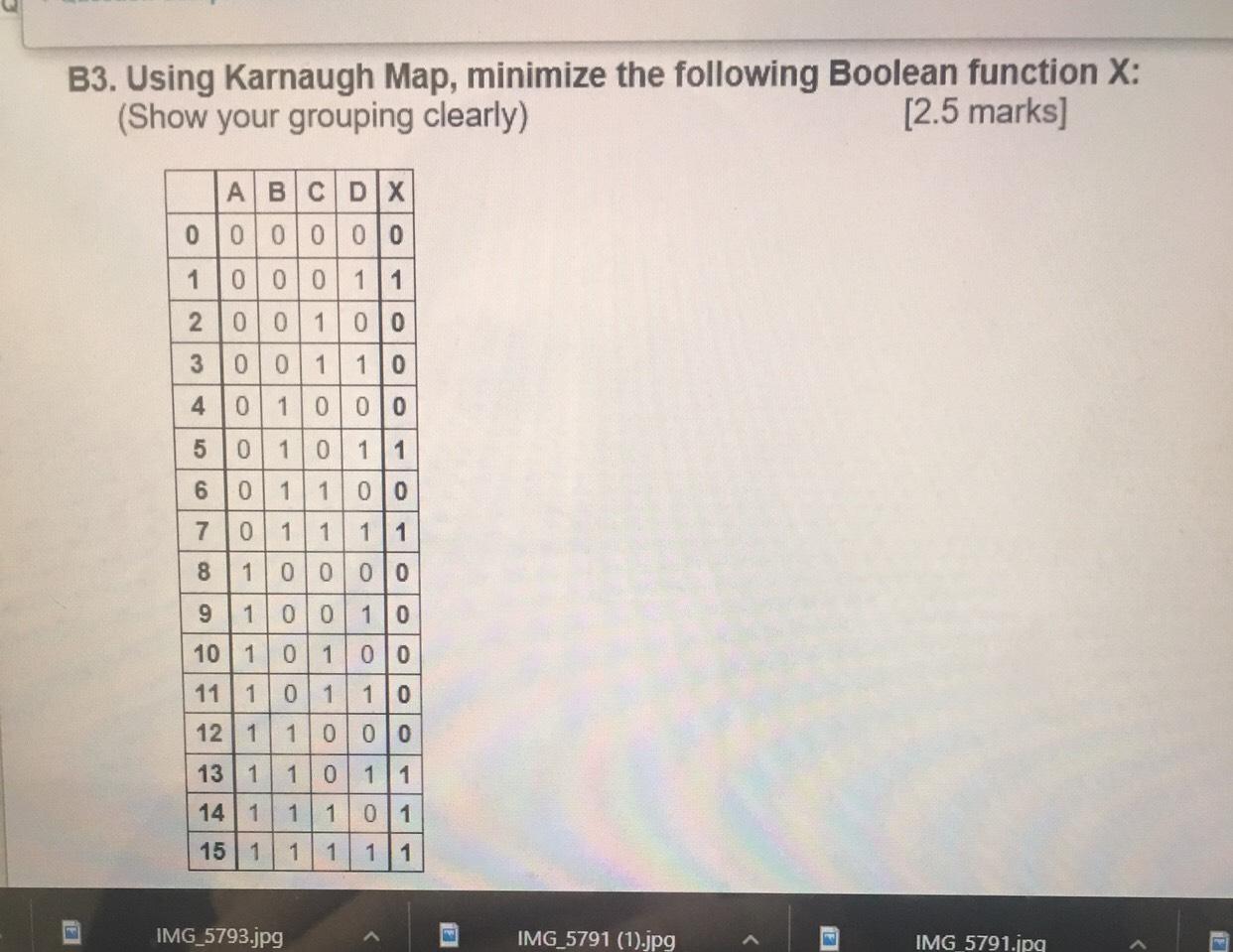Solved B3 Using Karnaugh Map Minimize The Following