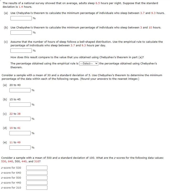Solved (a) Use Chebyshev's theorem to calculate the minimum | Chegg.com Solved (a) Use Chebyshev's theorem to calculate the minimum | Chegg.com