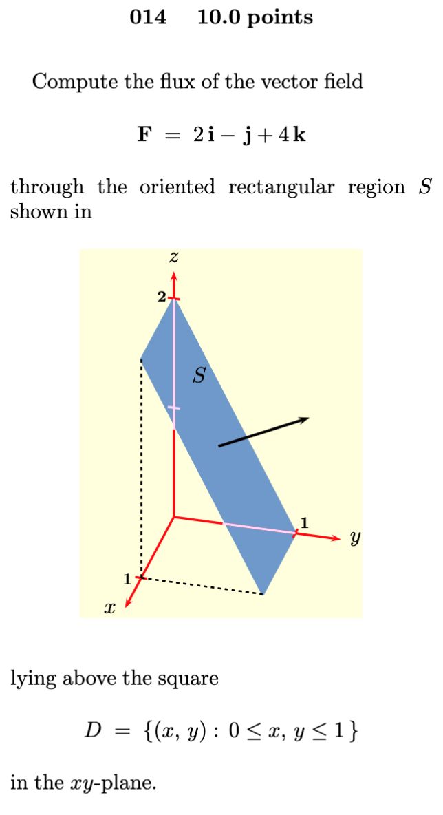 Solved Compute the flux of the vector field F=2i−j+4k | Chegg.com