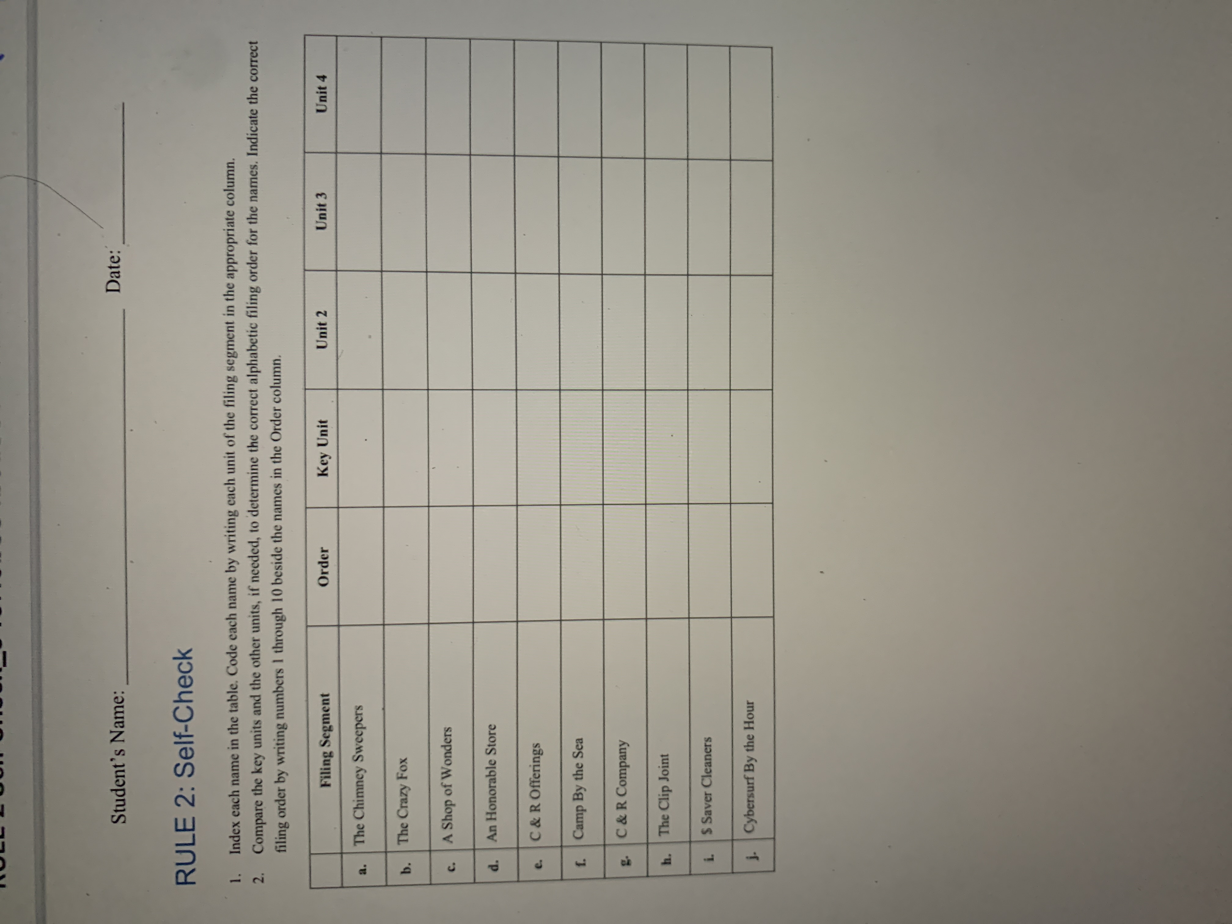 Solved 1. Index each name in the table. Code each name by | Chegg.com