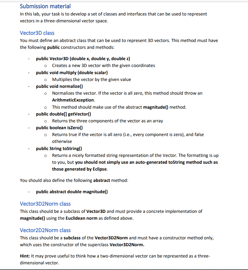 Solved Aims and objectives • Using interfaces, abstract | Chegg.com