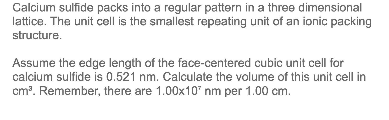 Solved Calcium sulfide packs into a regular pattern in a | Chegg.com