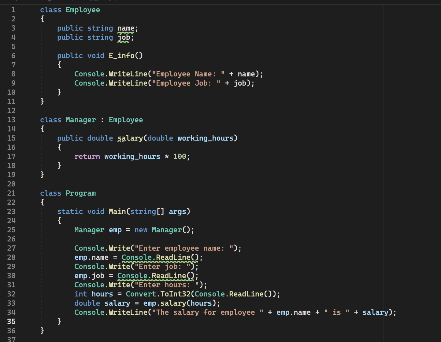 Solved \{ public string name; public string j~ ob; public | Chegg.com