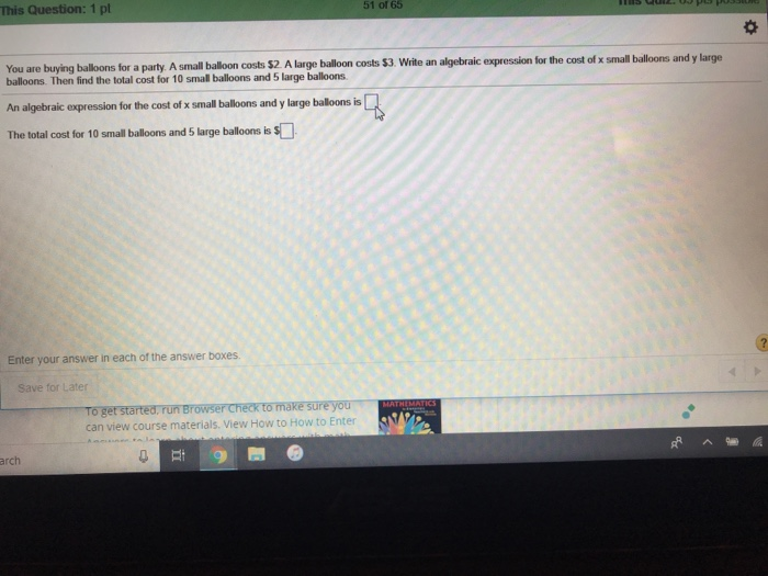 Solved This Question: 1 pl 51 of 65 You are buying ballons | Chegg.com
