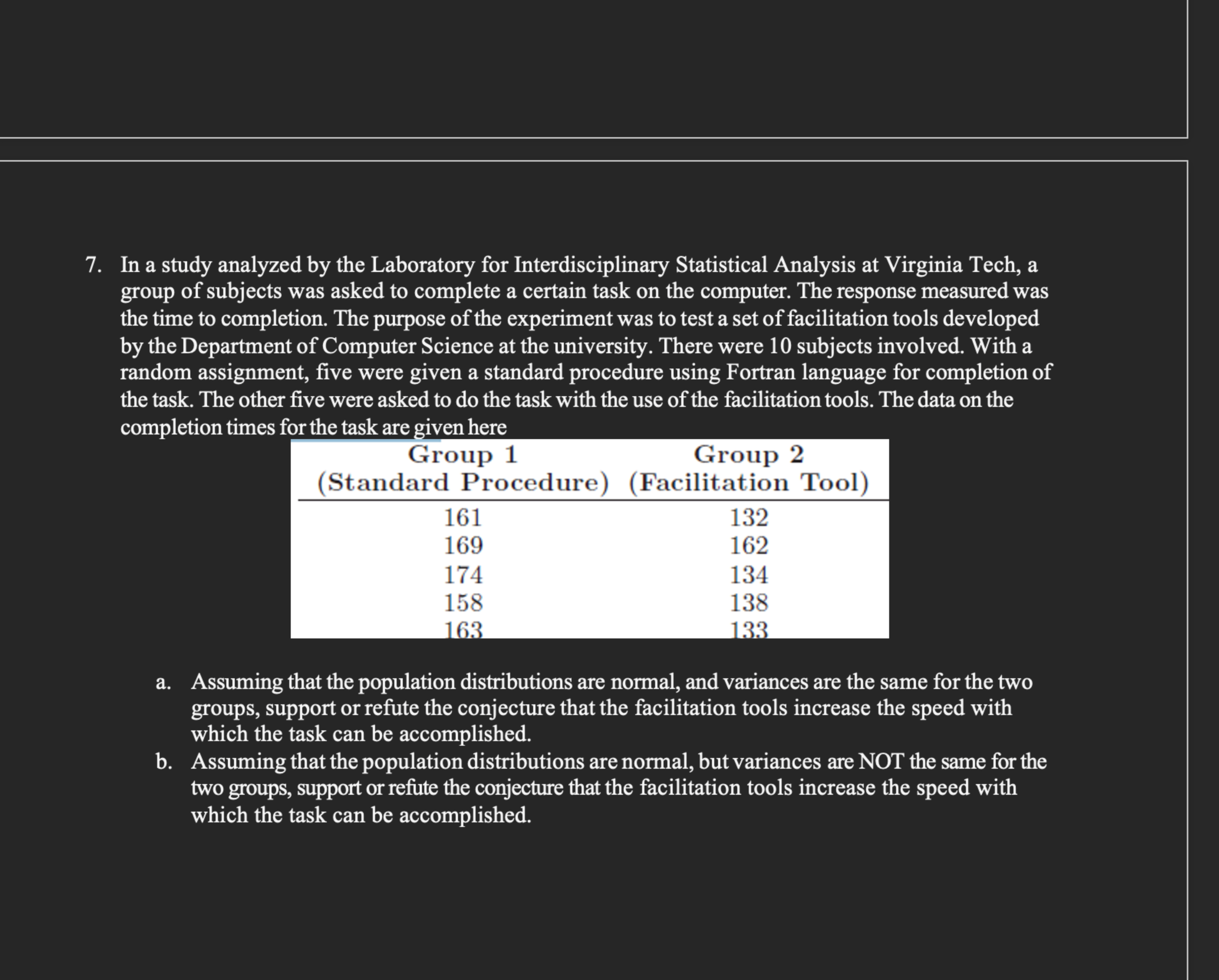 Solved 7. ﻿In a study analyzed by the Laboratory for | Chegg.com