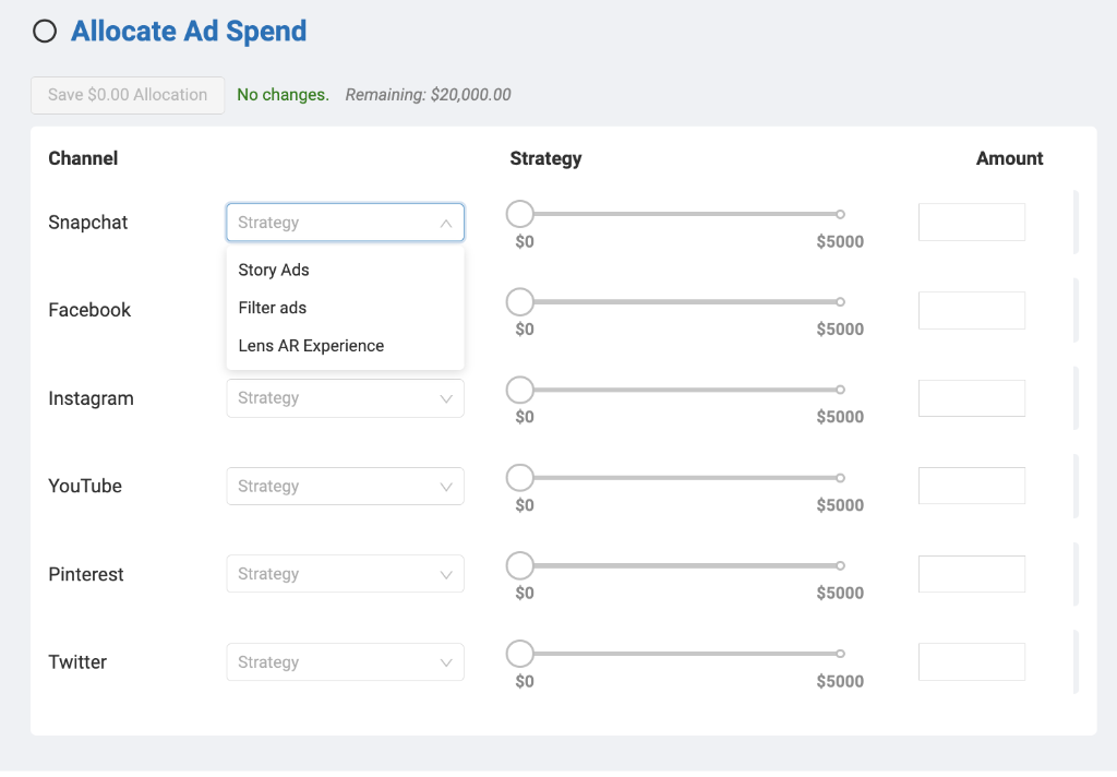 Solved Allocate Ad Spend Save $0.00 Allocation No changes. | Chegg.com