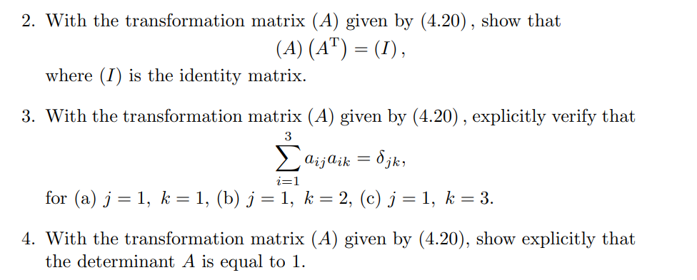 2. With the transformation matrix (A) given by | Chegg.com