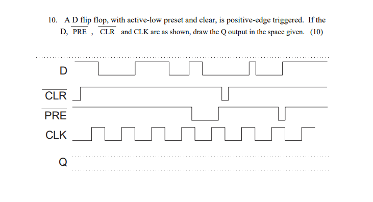 Solved 10. AD flip flop, with active-low preset and clear, | Chegg.com