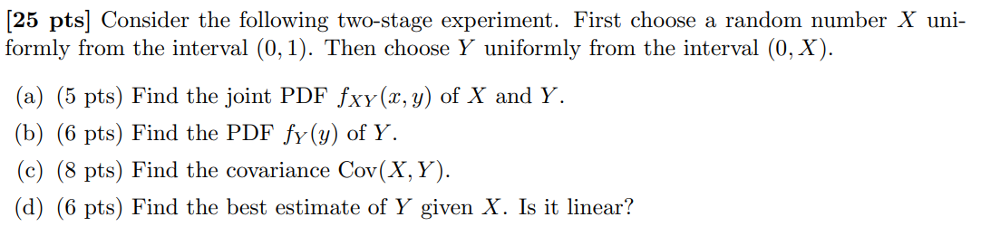 Solved [25 pts] Consider the following two-stage experiment. | Chegg.com