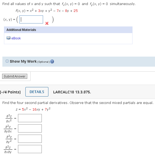 Solved Find All Values Of X And Y Such That Fx X Y 0 And