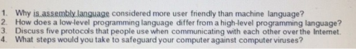 Solved Why is assembly language considered more user | Chegg.com