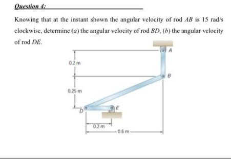 Solved Question 4: Knowing that at the instant shown the | Chegg.com
