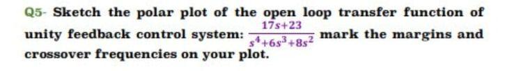 Solved Q5- Sketch the polar plot of the open loop transfer | Chegg.com