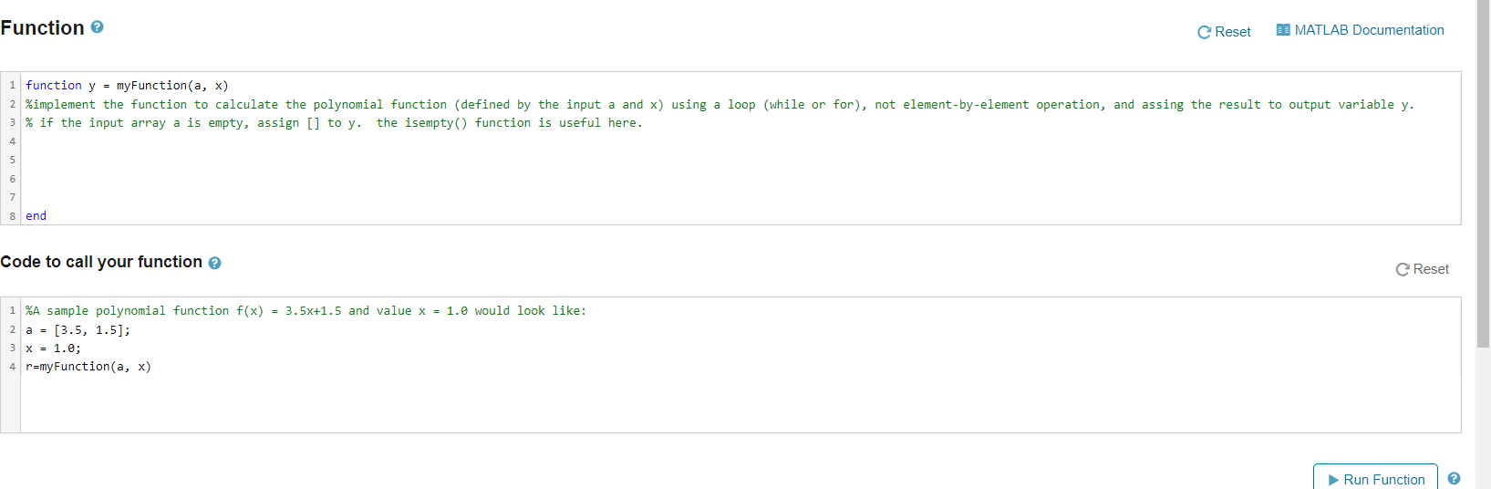 Solved Function To Evaluates A Polynomial Function Using A 