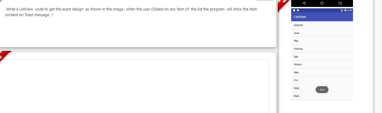 Solved Write a ListView code to get the exact design as | Chegg.com