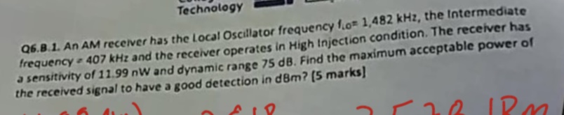 Solved An AM receiver has the Local Oscillator frequency | Chegg.com