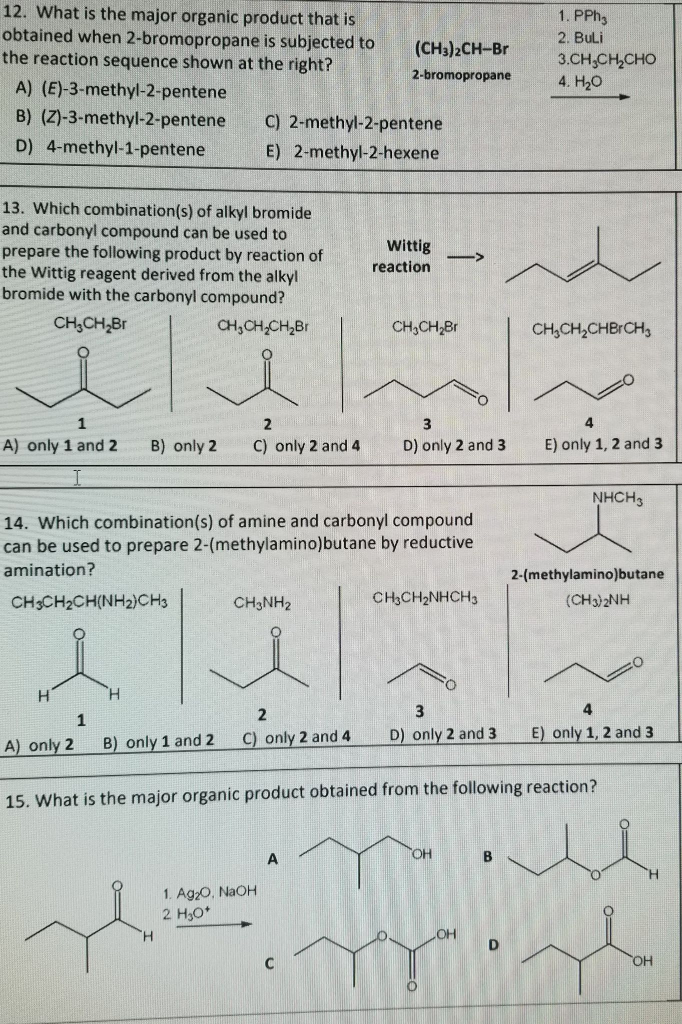 Solved 1. PPhs 2. Buli 3.CH3CH2CHO 12. What is the major | Chegg.com