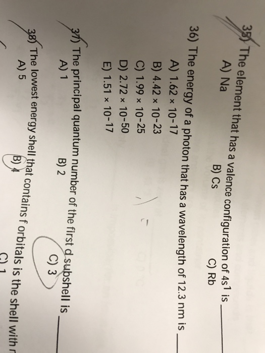 Solved 35 The element that has a valence configuration of | Chegg.com