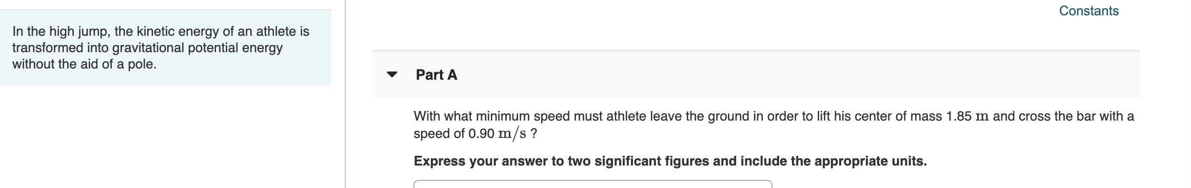 Solved Constants In the high jump, the kinetic energy of an | Chegg.com