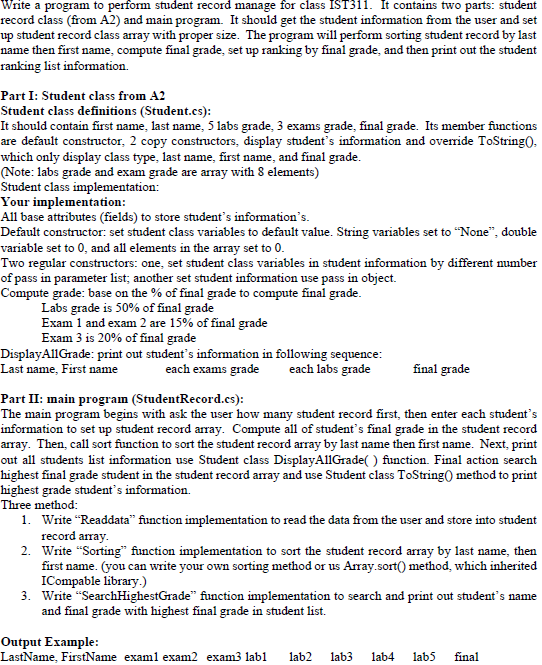 Solved Write a program to perform student record manage for | Chegg.com