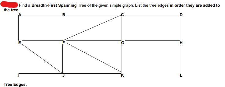 Solved Find a Breadth-First Spanning Tree of the given | Chegg.com