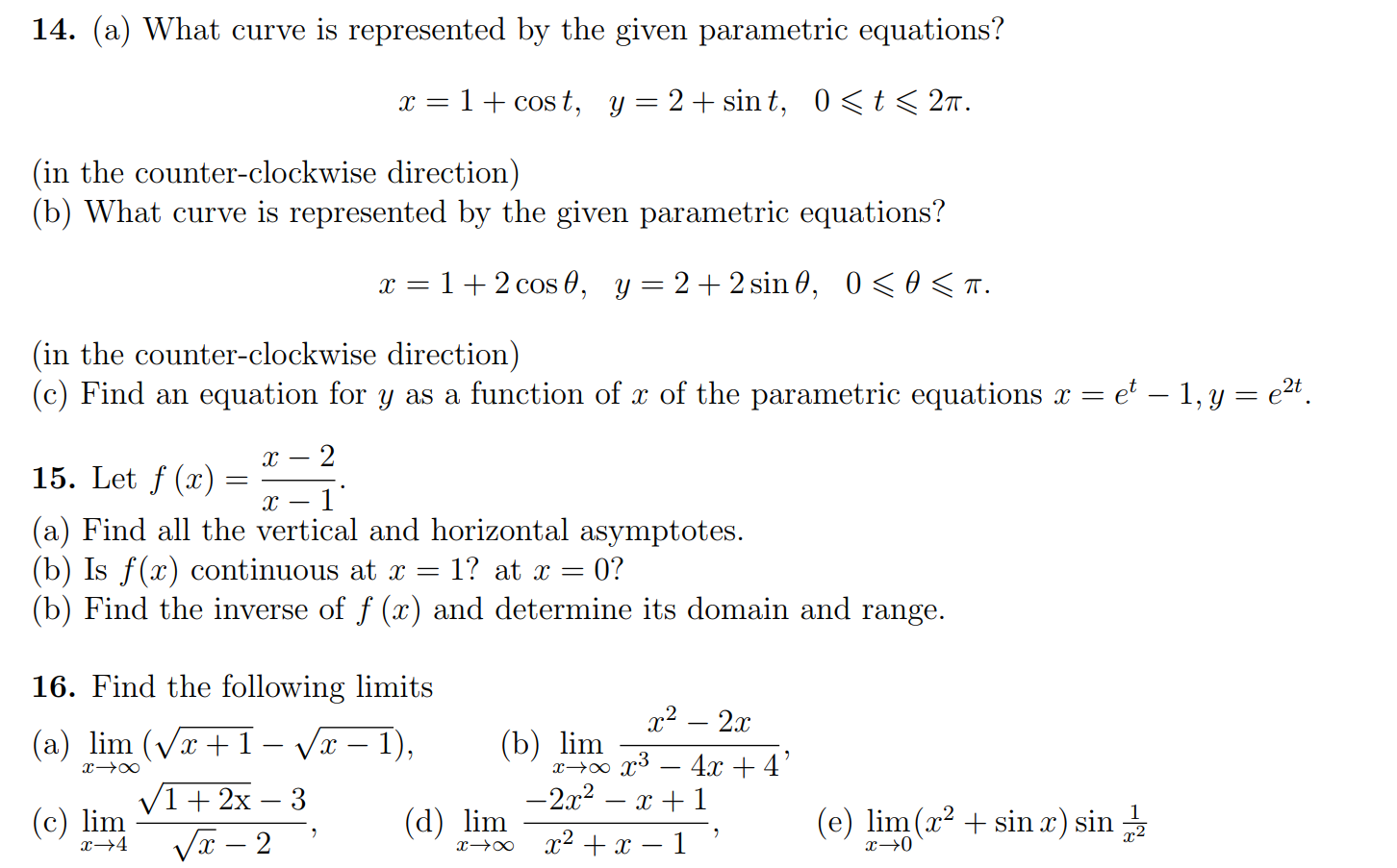 Solved 14. (a) What curve is represented by the given | Chegg.com