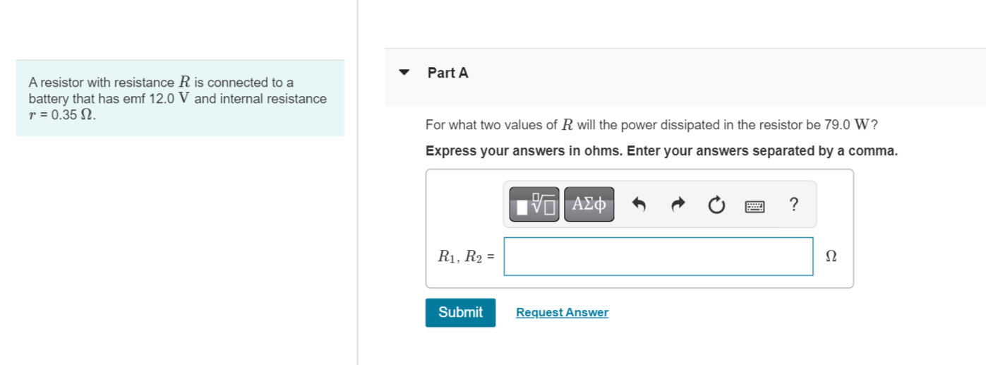 Solved A resistor with resistance R is connected to a Part A | Chegg.com
