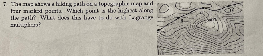 7. The map shows a hiking path on a topographic map | Chegg.com