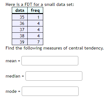 Solved Here is a FDT for a small data set: Find the | Chegg.com
