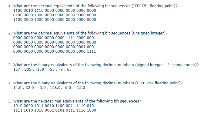 (Solved) : 1 Decimal Equivalents Following Bit Sequences Ieee754 ... (Solved) : 1 Decimal Equivalents Following Bit Sequences Ieee754 ...