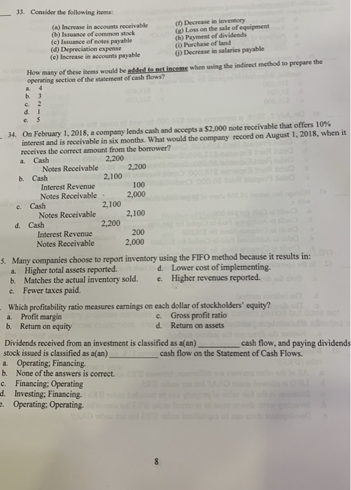 Solved 33 Consider The Following Items Decrease In Chegg
