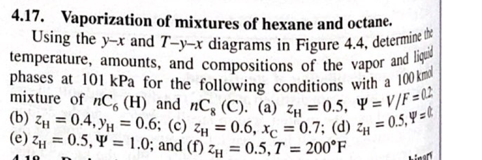 Solved 4.17. Vaporization of mixtures of hexane and octane. | Chegg.com
